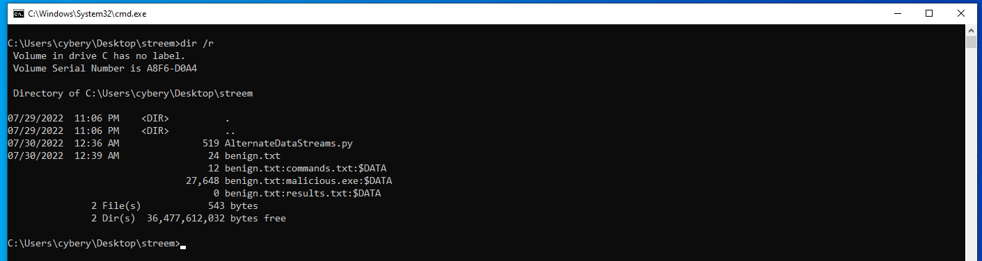 Python Evasion Alternate Data Streams